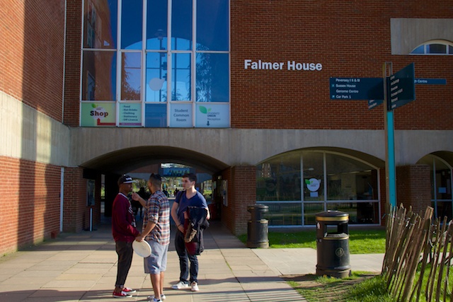 Falmer House from Library Square, University of Sussex, UK, April 2014 ...